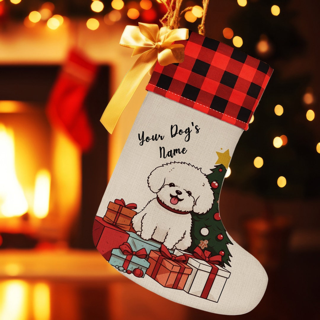Bichon Frise Gift, Bichon Frise Christmas Stocking, Personalized Bichon ...