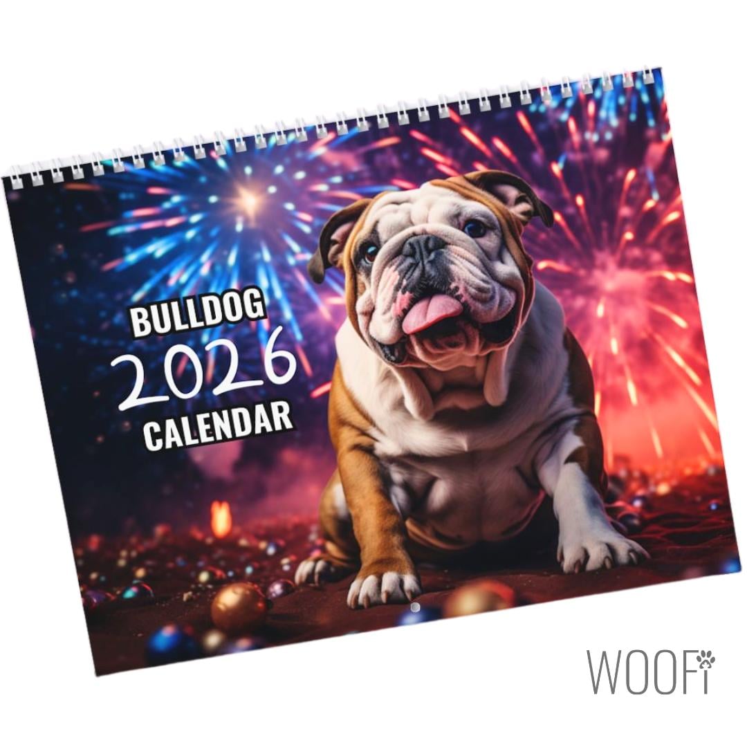 Bulldog Calendar 2026, Bulldog Gift, 12 Month Hanging Wall Calendar ...