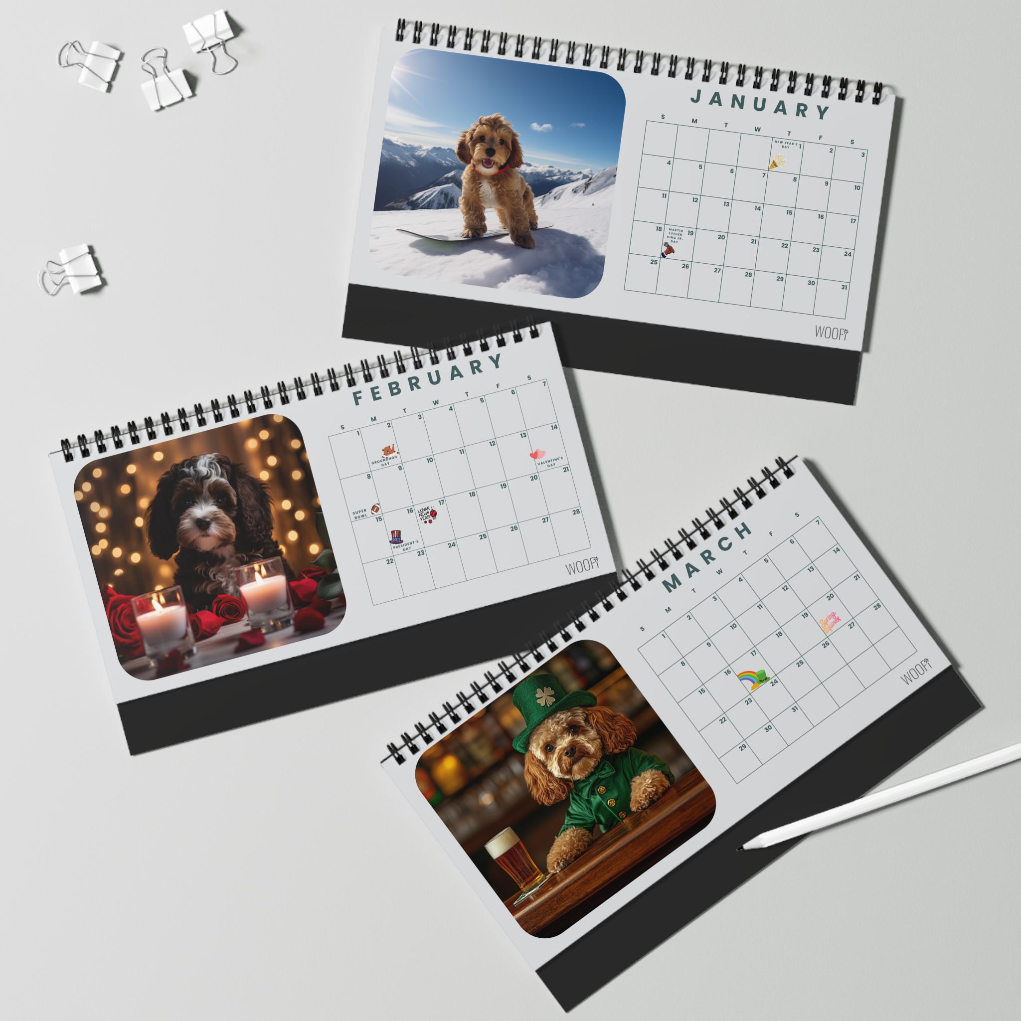 Cavapoo Dog Calendar 2026 : Desktop and Wall Calendar Options, Supports ...