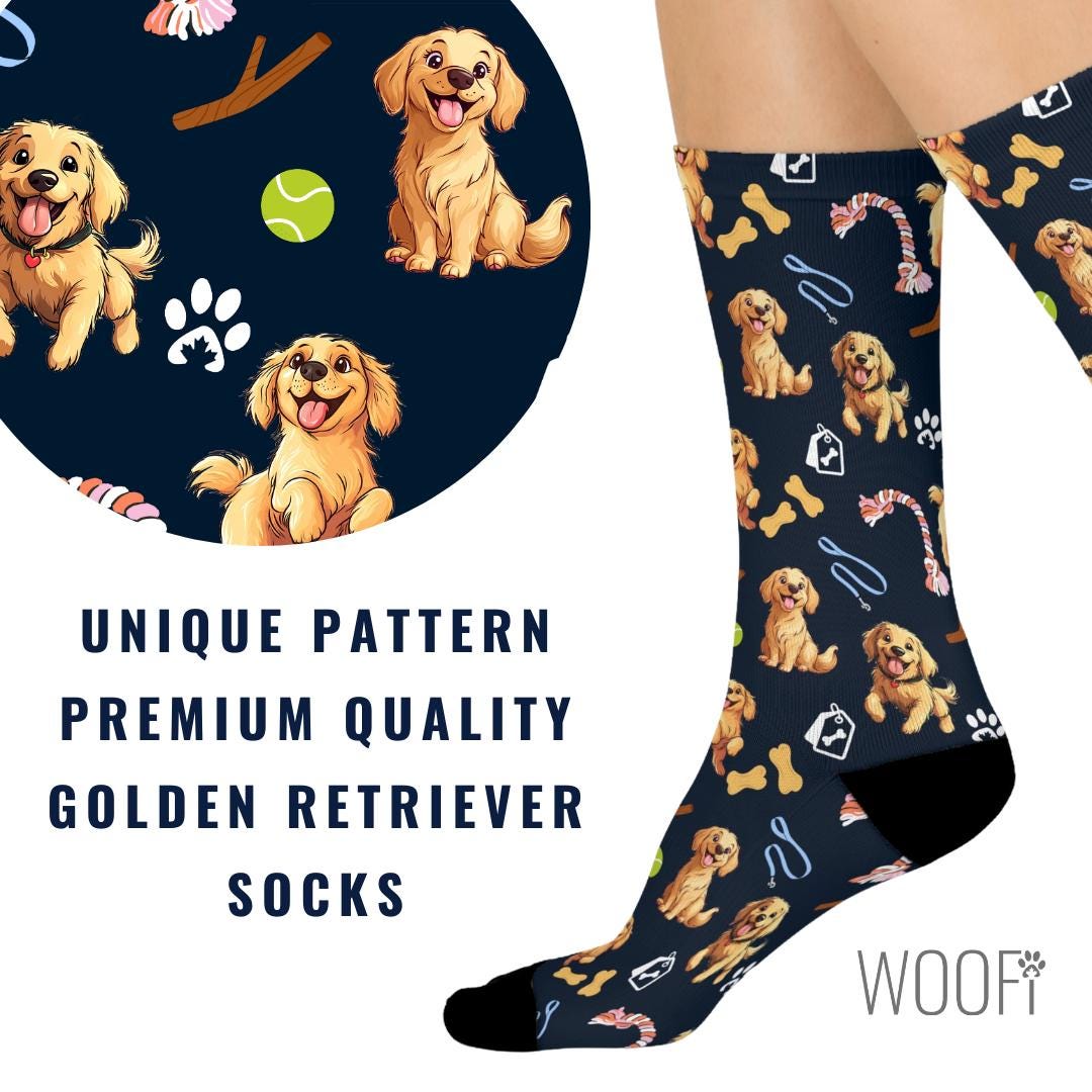 Golden Retriever Gifts Socks, Dog Premium Cushioned Crew Socks, Unique ...