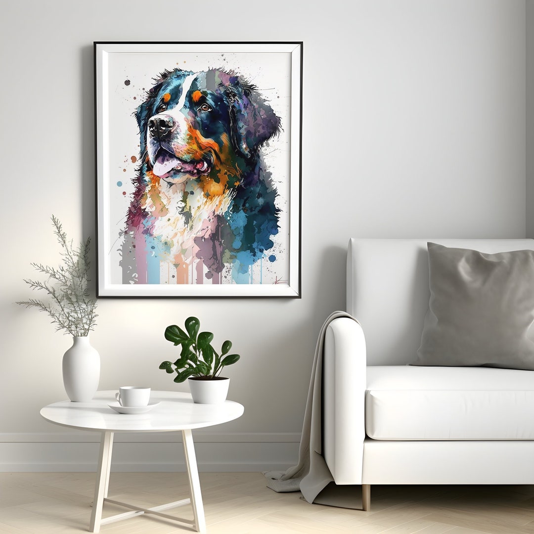 Bernese Mountain Dog Gifts, Berner Watercolor Prints, Canvas, Digital ...