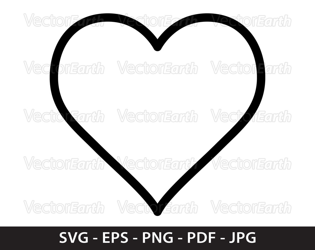 Heart Svg Outline Shape Love Icon Vector. Digital Product - Etsy