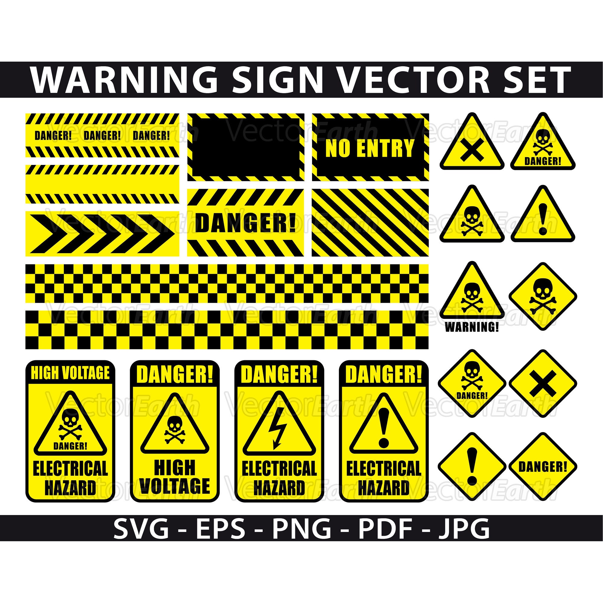 Danger & Warning Sign Set Svg. Digital Product Symbol Clip - Etsy