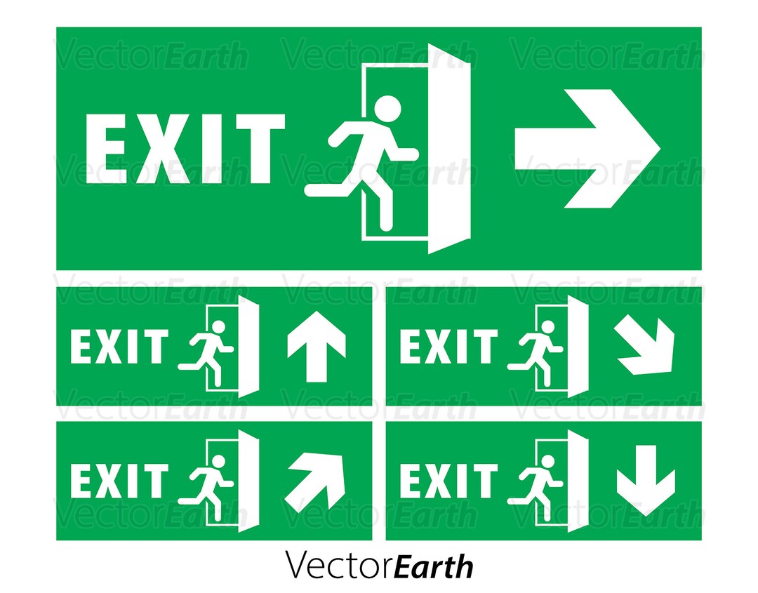 Exit Sign Bundle Svg Icon Eps Dxf Digital Download Symbol - Etsy