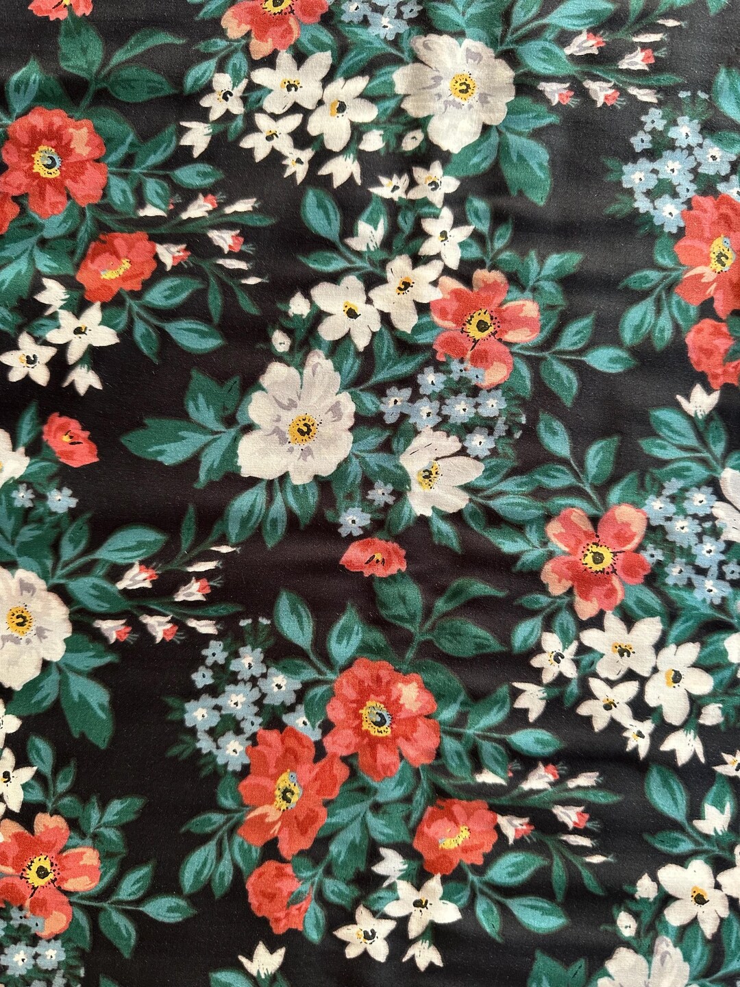 Summer Flowers Black Rayon Challis, for Dresses or Tops or Skirts - Etsy