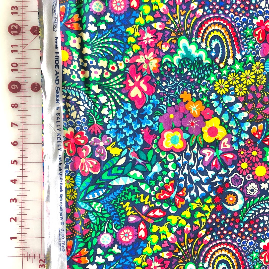 Hide and Seek by Sally Kelly Retro Rainbow Print Wideback Cotton - Etsy
