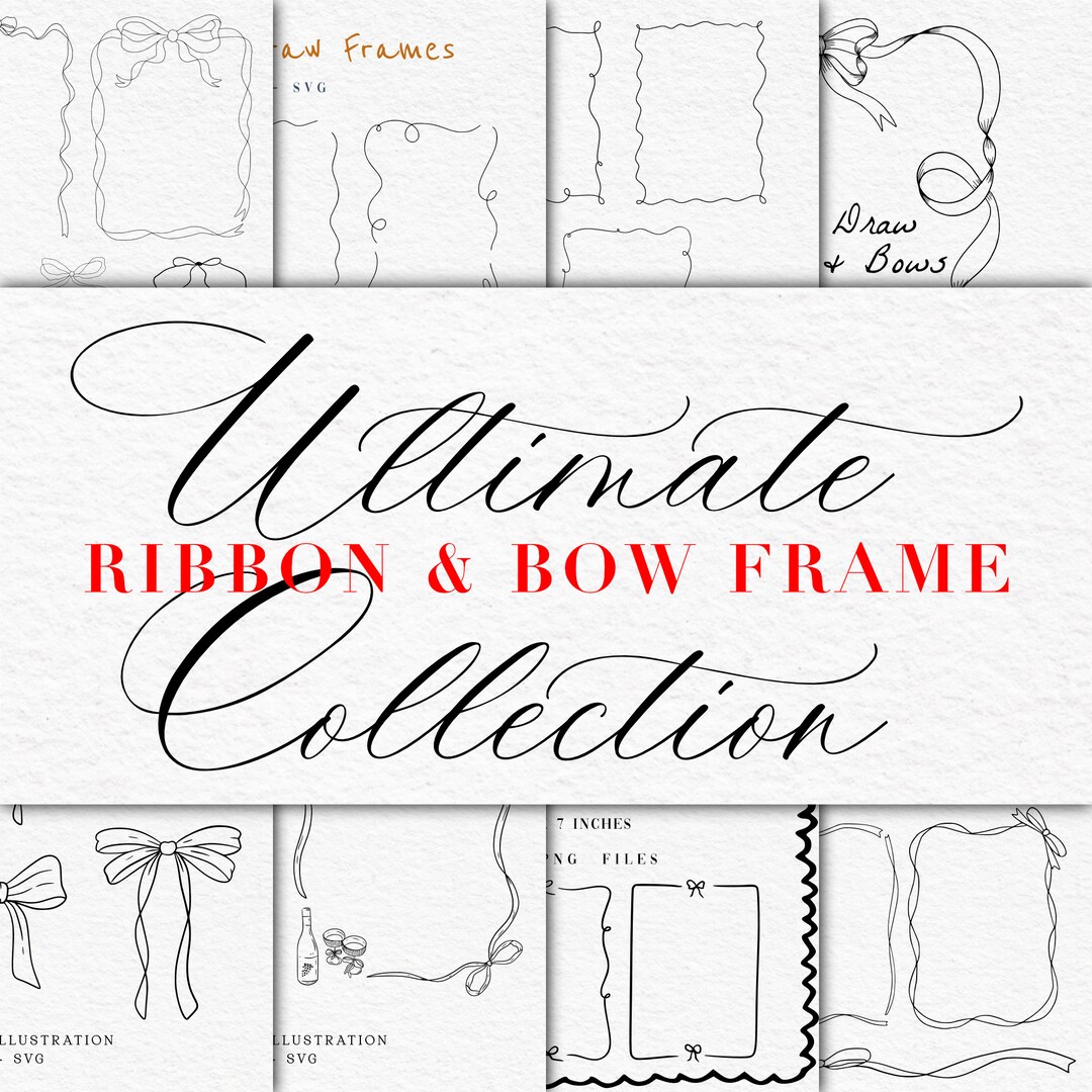 Ultimate Big Bundle Hand Drawn Ribbon and Bow Frames, Ribbon Frame ...
