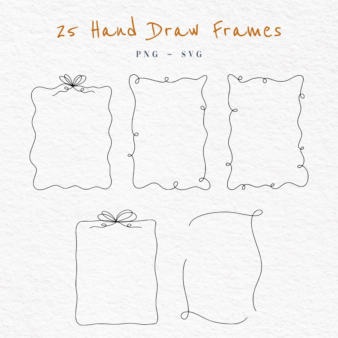 25 Hand Draw Whimsical Wave Frames SVG, Hand Draw Border SVG, Quirky ...