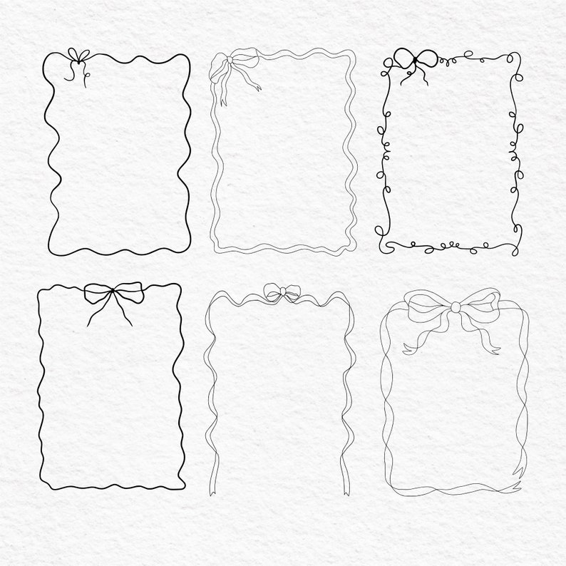 Ribbon Frame Clipart 5x7 in SVG, Squiggly and Wavy Borders, Hand Drawn ...