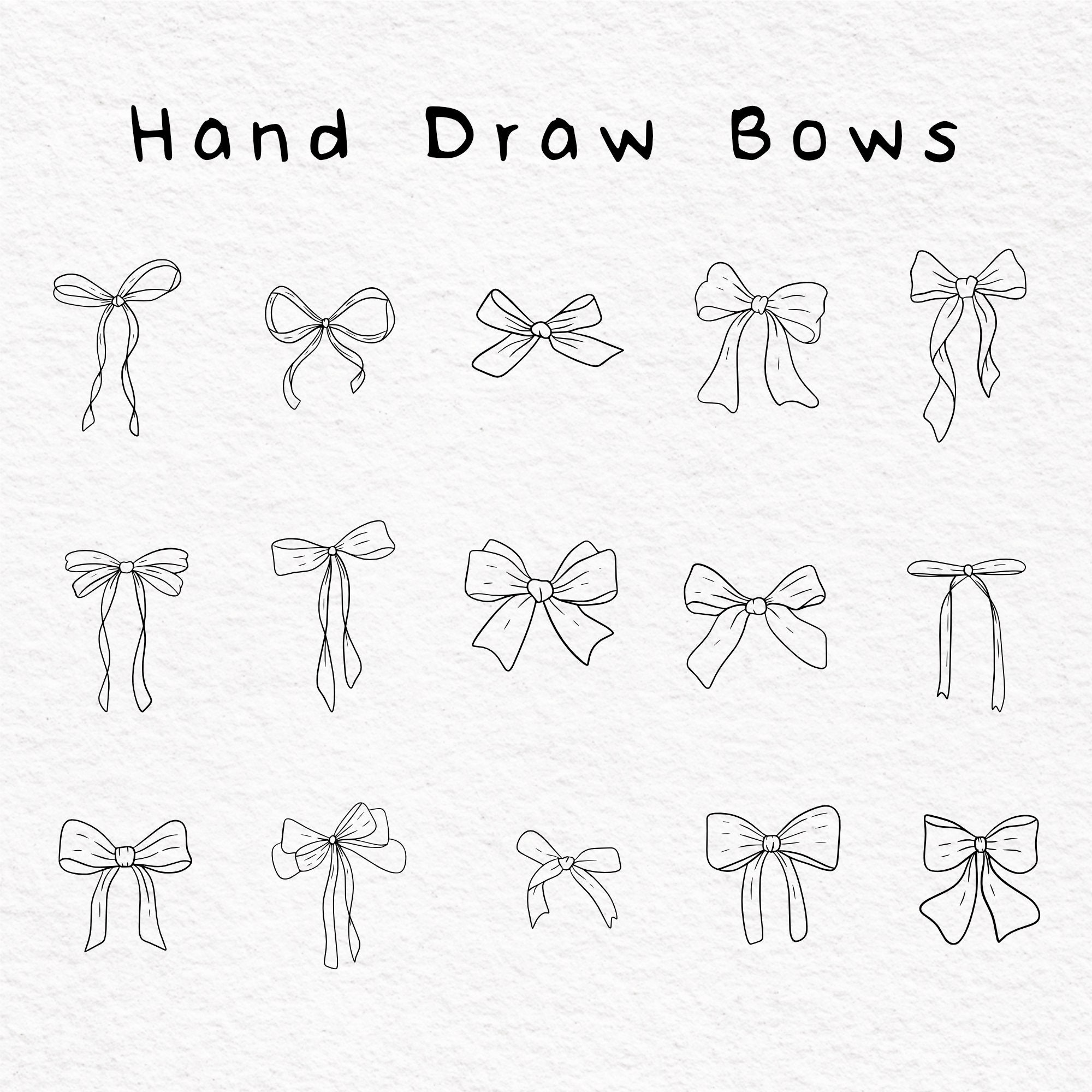 Hand Drawn Bows Outline SVG, Wedding Bows Hand Draw, Bow Icon Illustration, Digital Download ...