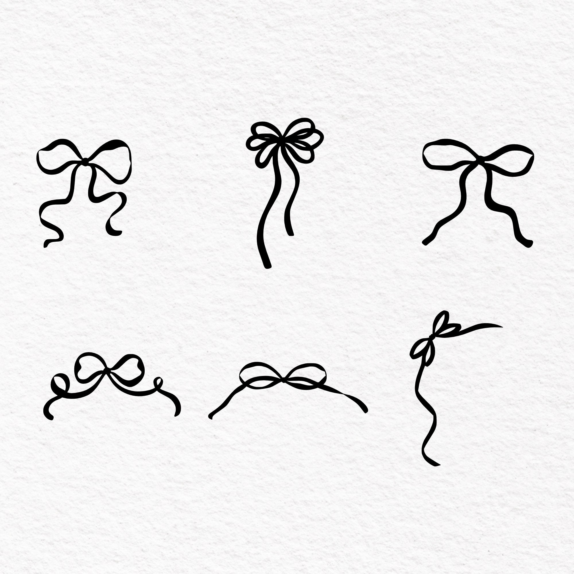 Hand Draw Whimsicle Black Bows, Delicate Bows, Wedding Bow ...