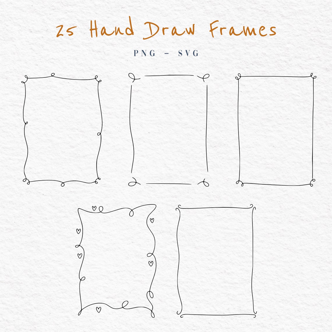 25 Hand Draw Whimsical Wave Frames SVG, Hand Draw Border SVG, Quirky ...