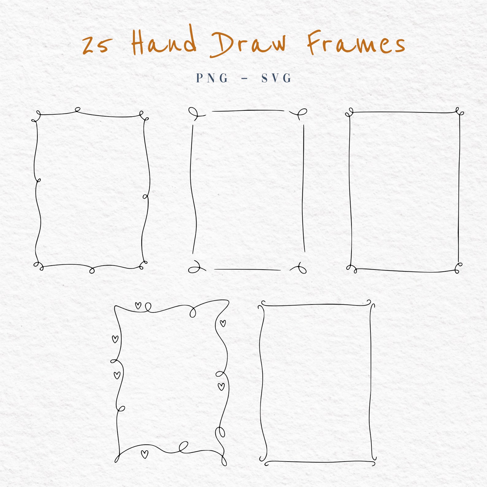 25 Hand Draw Whimsical Wave Frames SVG, Hand Draw Border SVG, Quirky ...