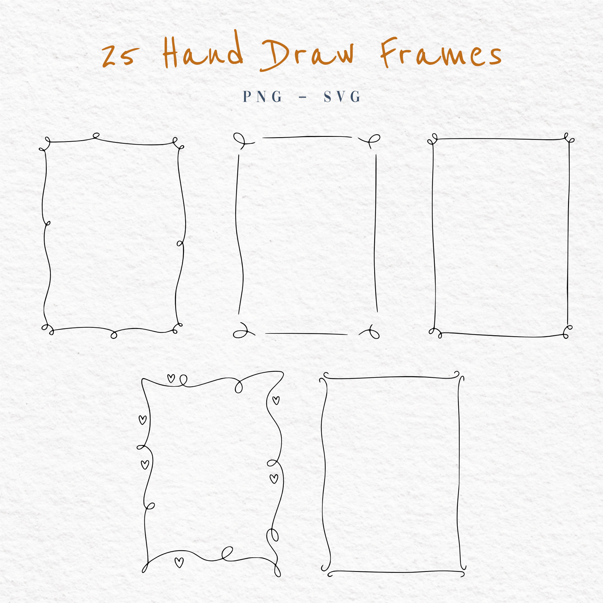 25 Hand Draw Whimsical Wave Frames SVG, Hand Draw Border SVG, Quirky ...