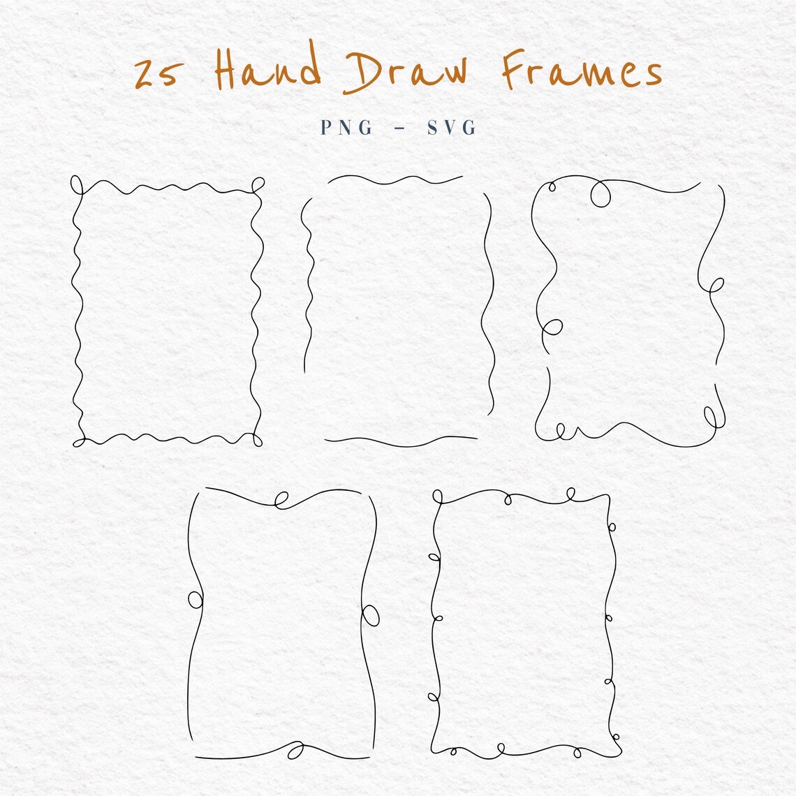 25 Hand Draw Whimsical Wave Frames SVG, Hand Draw Border SVG, Quirky ...