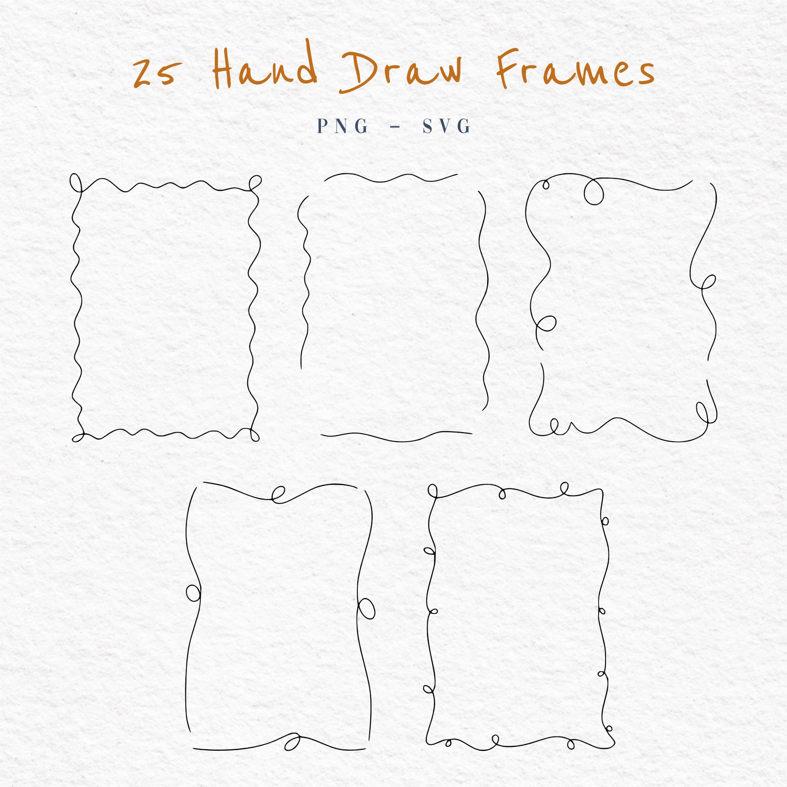25 Hand Draw Whimsical Wave Frames SVG, Hand Draw Border SVG, Quirky ...