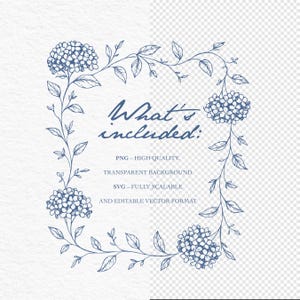 Hydrangea Border SVG PNG | Hand Drawn Floral Frame Clipart - Etsy