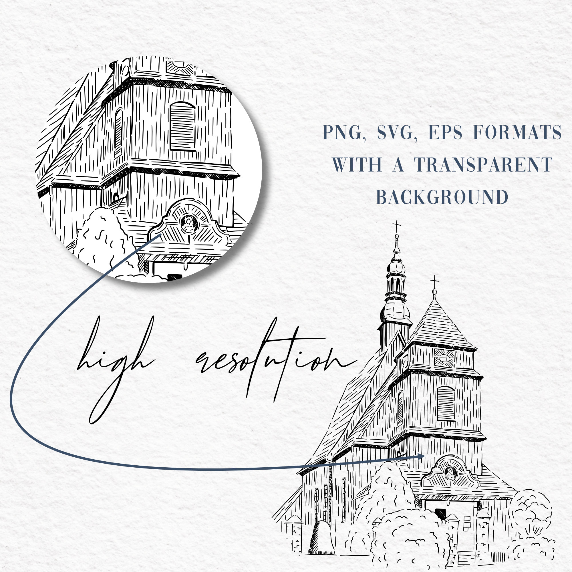 Going to the Chapels, Hand Drawn Church, Drawing Wedding Invitation ...