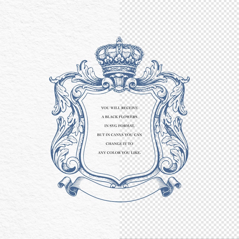 Vintage Royal Crest Frame | Editable Heraldic Crest SVG PNG | Victorian ...