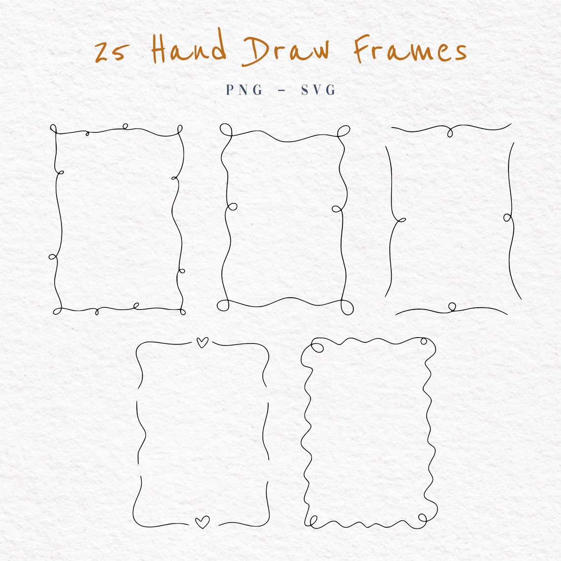 25 Hand Draw Whimsical Wave Frames SVG, Hand Draw Border SVG, Quirky ...