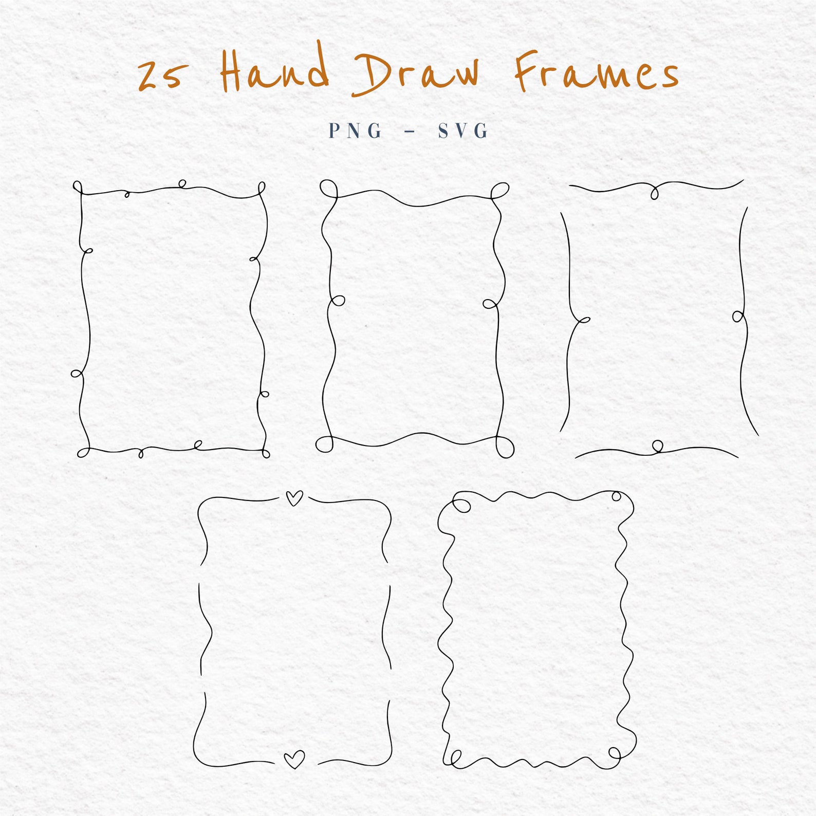 25 Hand Draw Whimsical Wave Frames SVG, Hand Draw Border SVG, Quirky ...