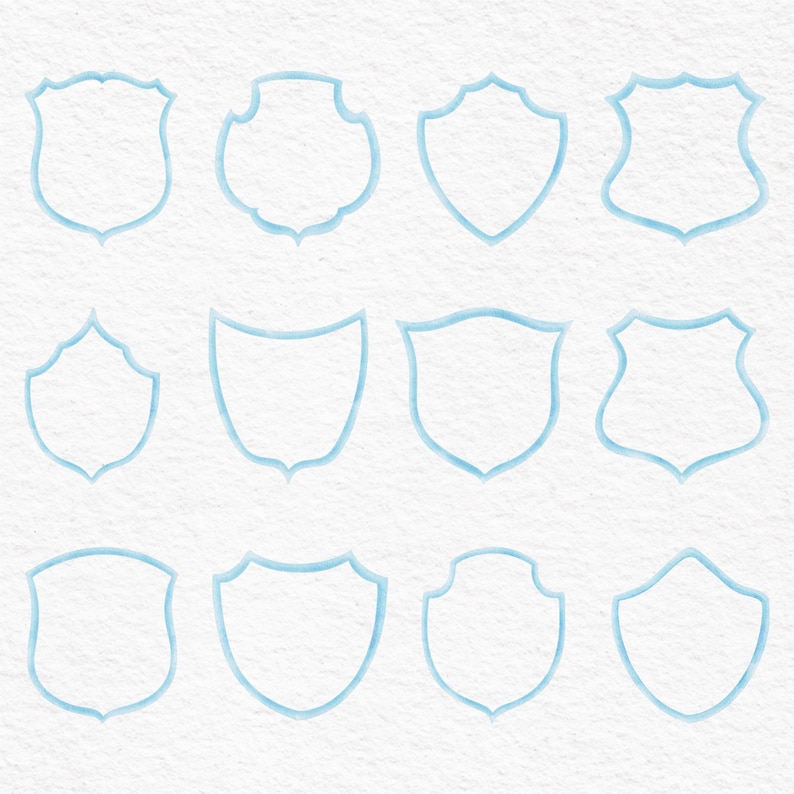 Crest Logo, Watercolor Crest Clipart, Wedding Stationery, Watercolor ...