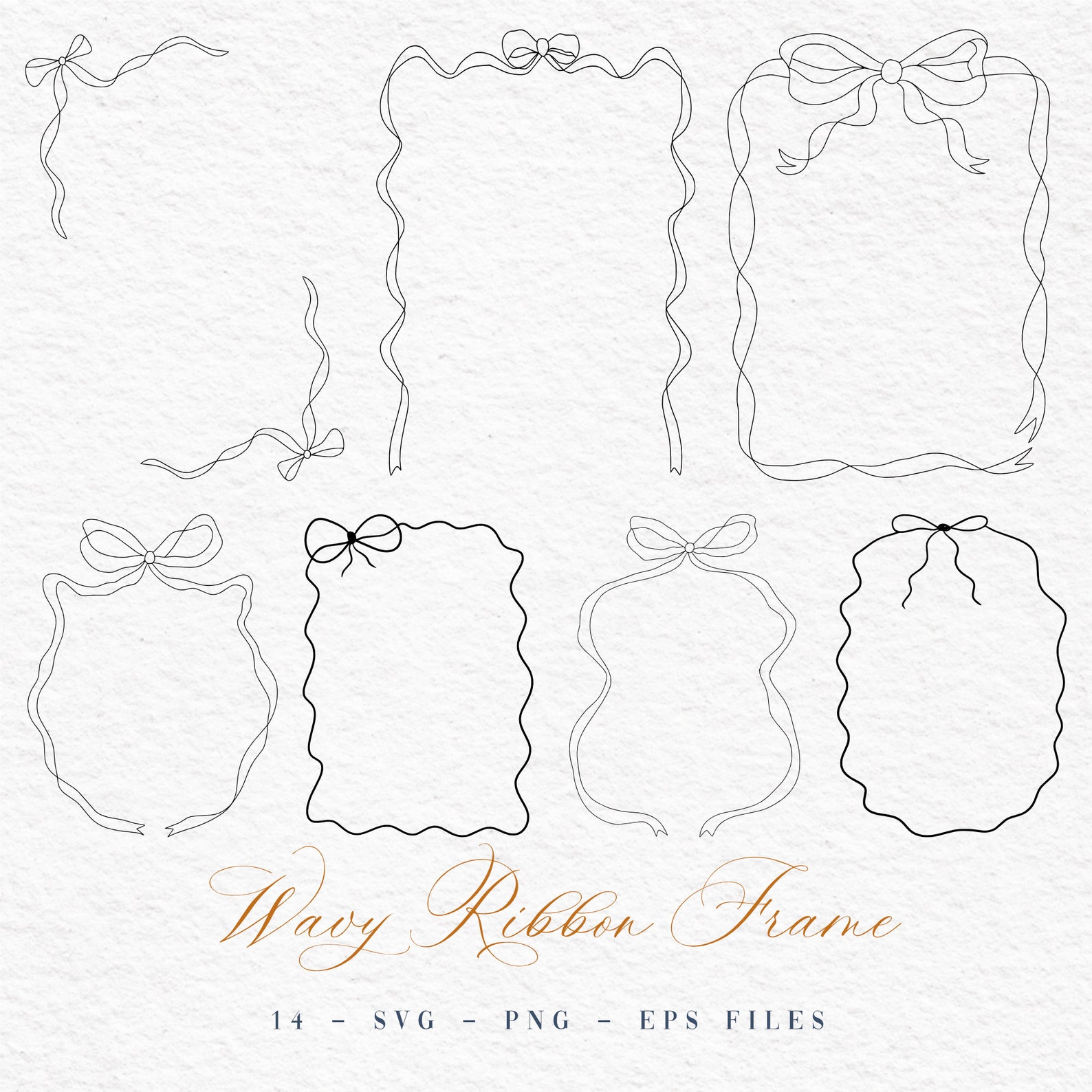Ribbon Frame Clipart 5x7 in SVG, Squiggly and Wavy Borders, Hand Drawn ...