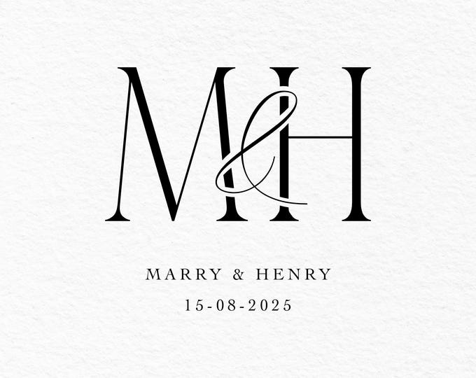 Wedding Logo Design With Last Name, Wedding Date, and Bride and Groom's ...