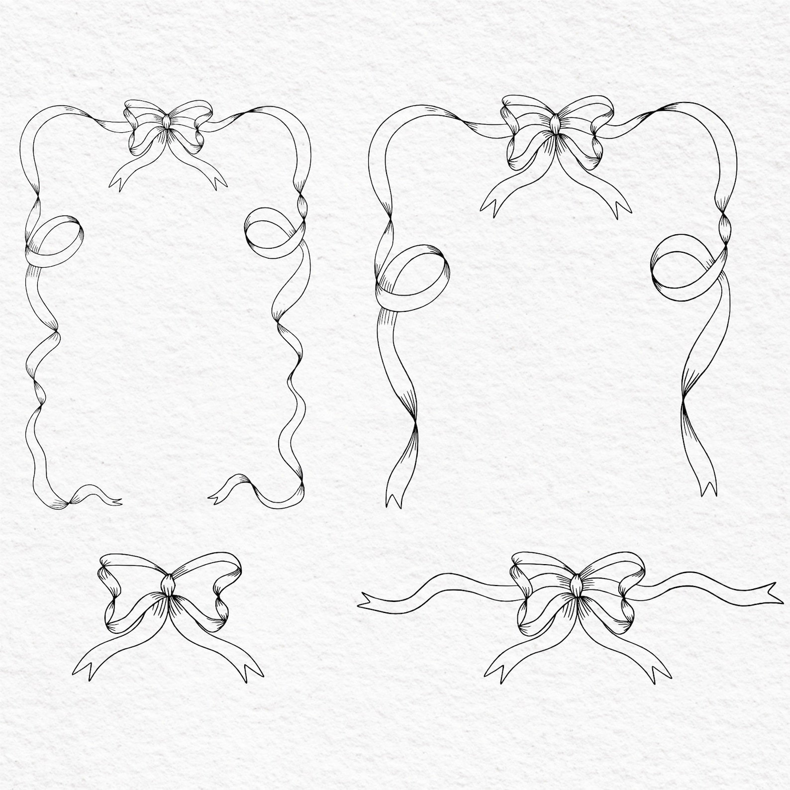 Hand Drawn Bow Border Frame SVG, Wavy Border With Bow in SVG, Squiggle ...