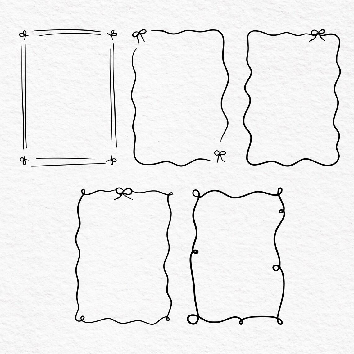 25 Hand Drawn Whimsicle Wedding Frames 5 X 7 Inches, Wedding Invitation ...