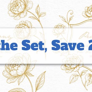 Peony Wedding Crest SVG – Editable Floral Monogram Frame Clipart | Hand ...