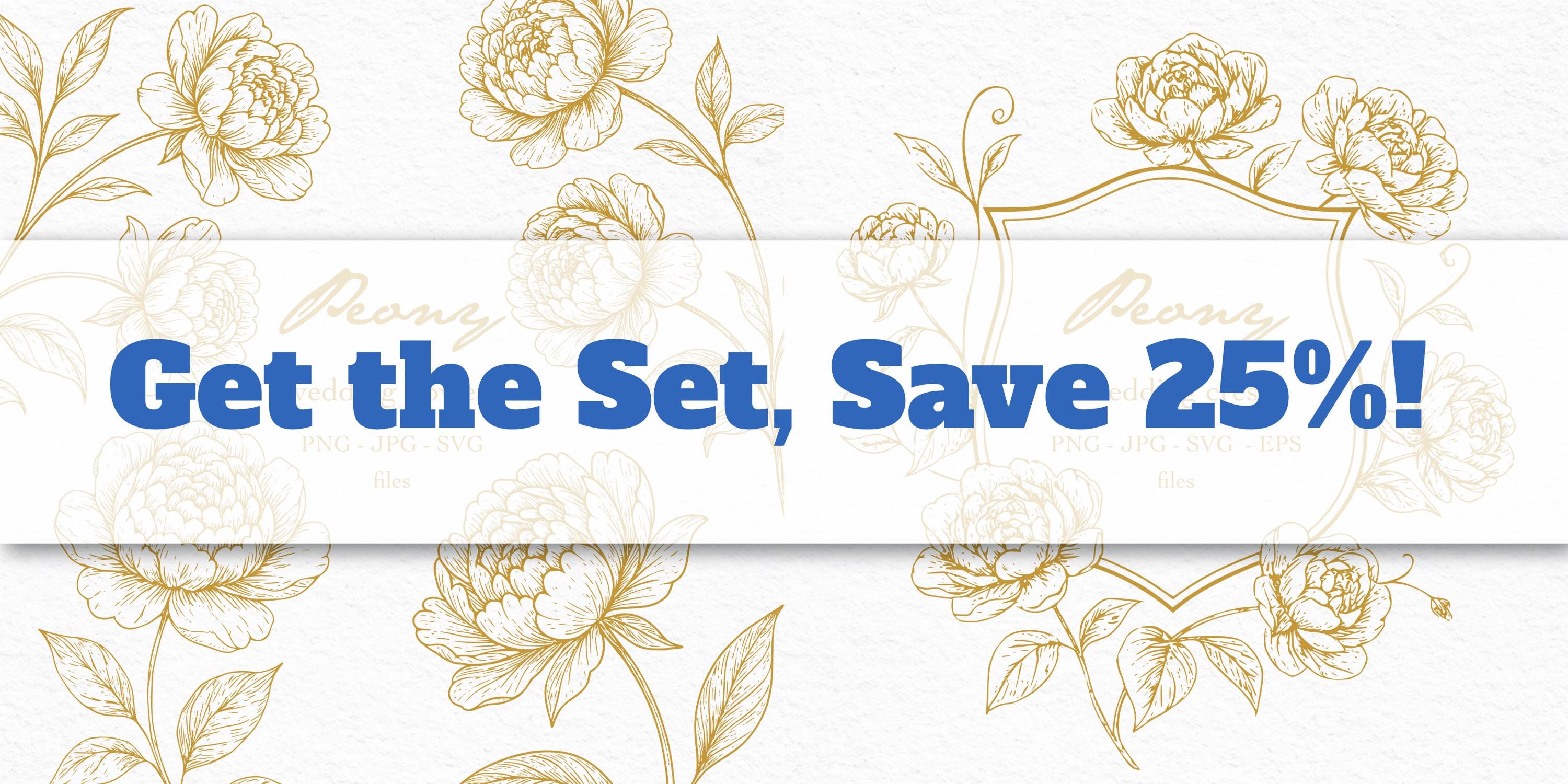 Peony Wedding Crest SVG – Editable Floral Monogram Frame Clipart | Hand ...