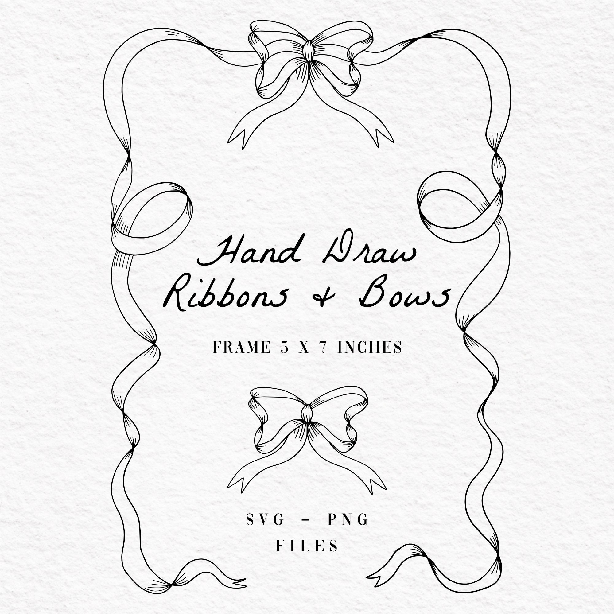 Hand Drawn Bow Border Frame SVG, Wavy Border With Bow in SVG, Squiggle ...