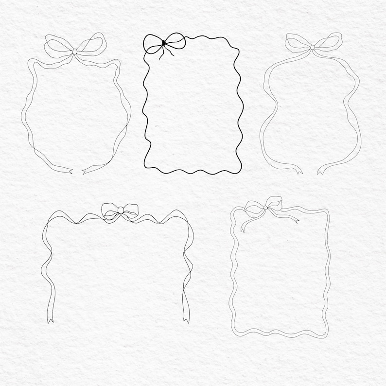 Ribbon Frame Clipart 5x7 in SVG, Squiggly and Wavy Borders, Hand Drawn ...