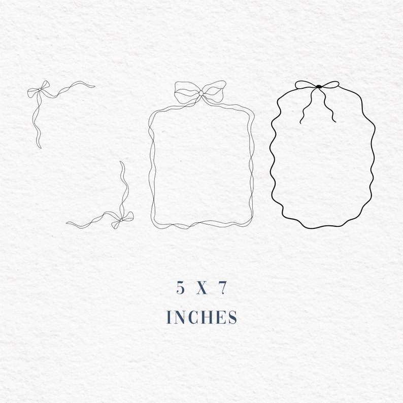 Ribbon Frame Clipart 5x7 in SVG, Squiggly and Wavy Borders, Hand Drawn ...