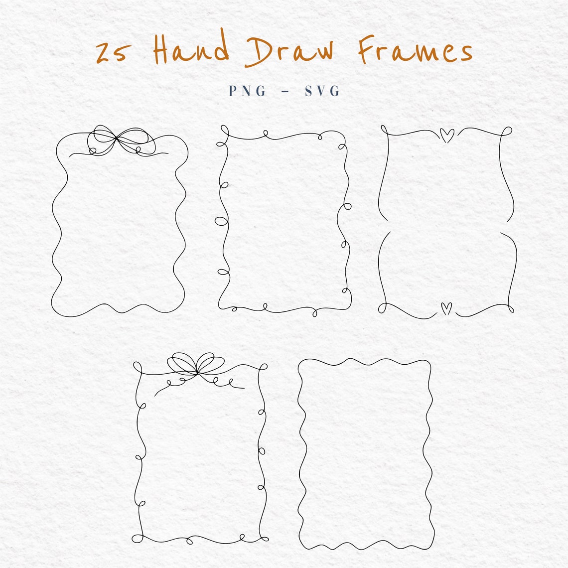 25 Hand Draw Whimsical Wave Frames SVG, Hand Draw Border SVG, Quirky ...