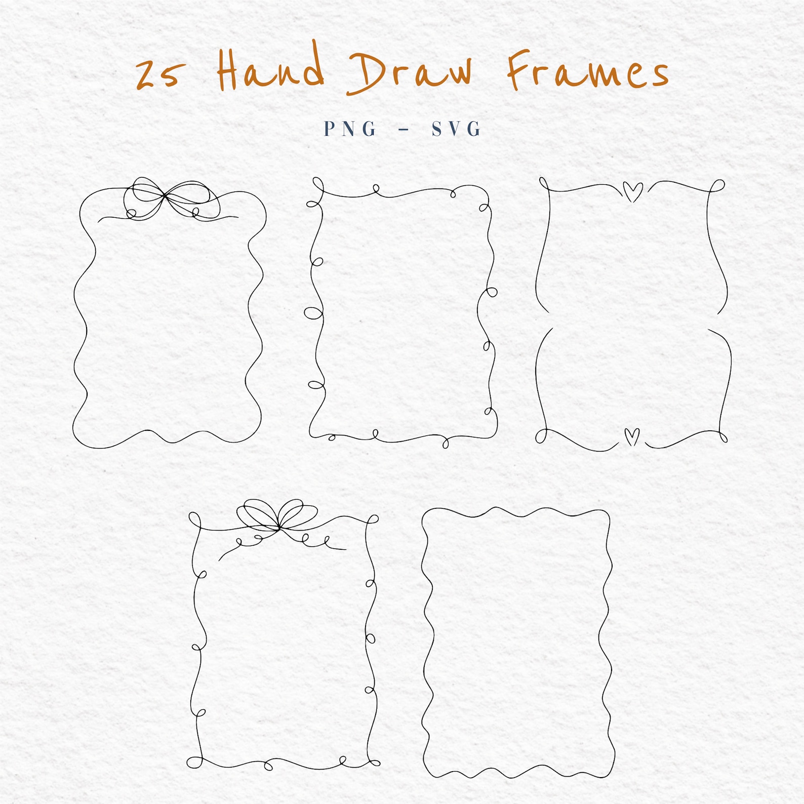 25 Hand Draw Whimsical Wave Frames SVG, Hand Draw Border SVG, Quirky ...