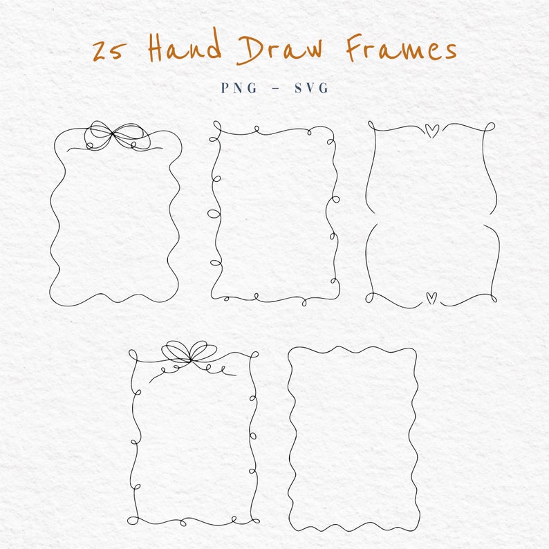 25 Hand Draw Whimsical Wave Frames SVG, Hand Draw Border SVG, Quirky ...