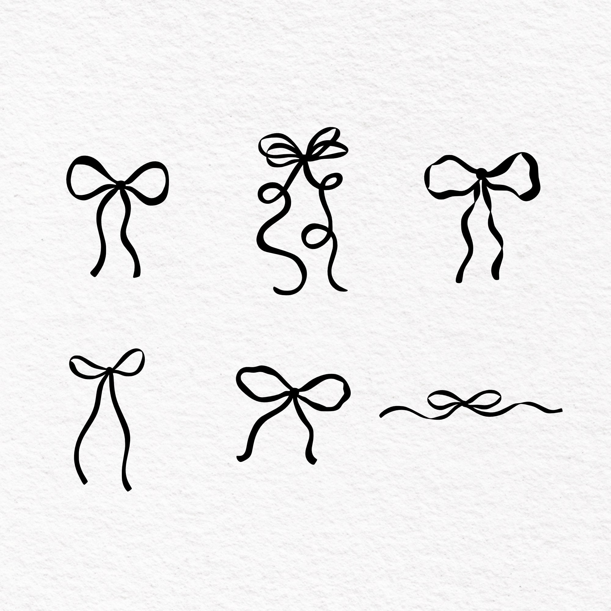 Hand Draw Whimsicle Black Bows, Delicate Bows, Wedding Bow ...