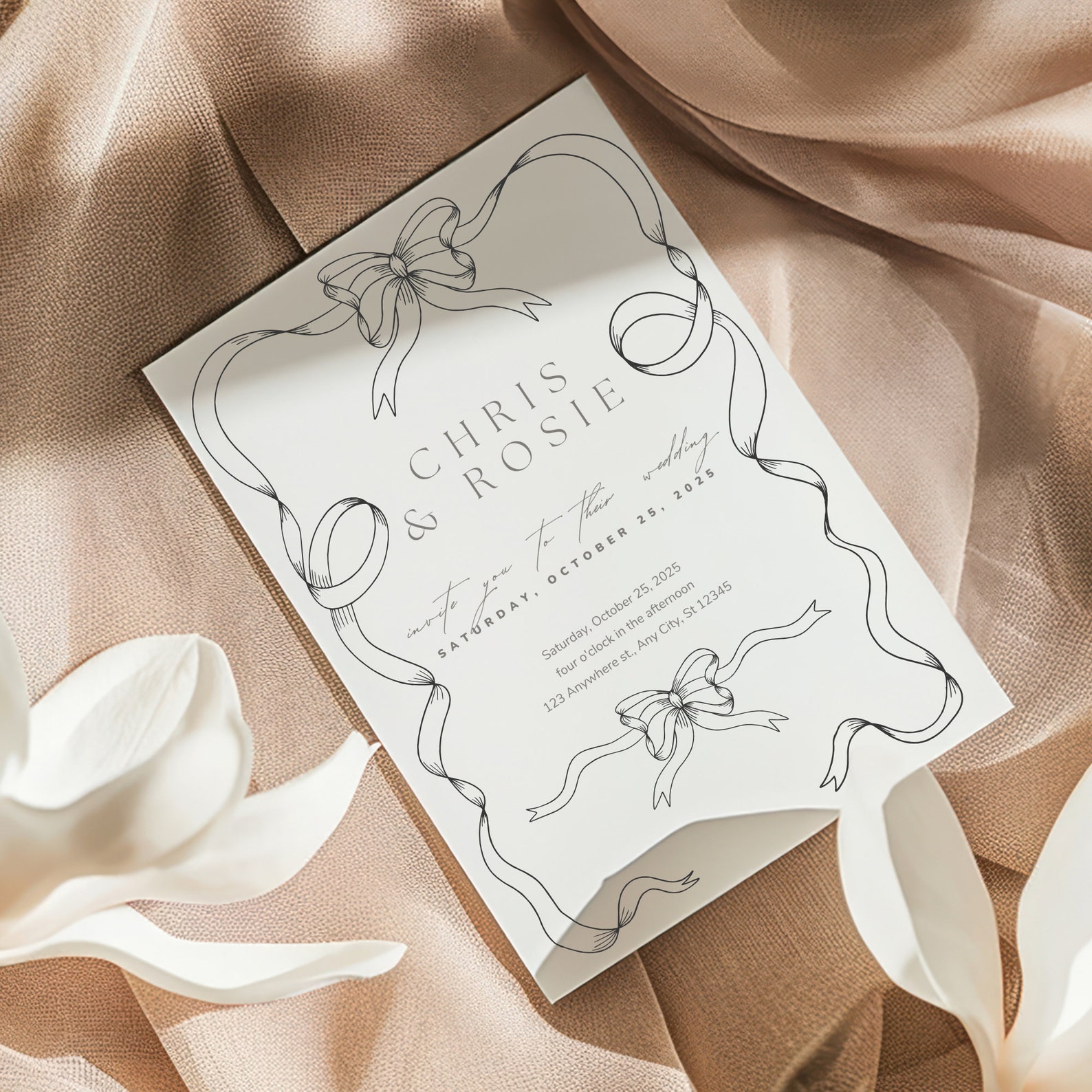 Hand Drawn Bow Border Frame SVG, Wavy Border With Bow in SVG, Squiggle ...