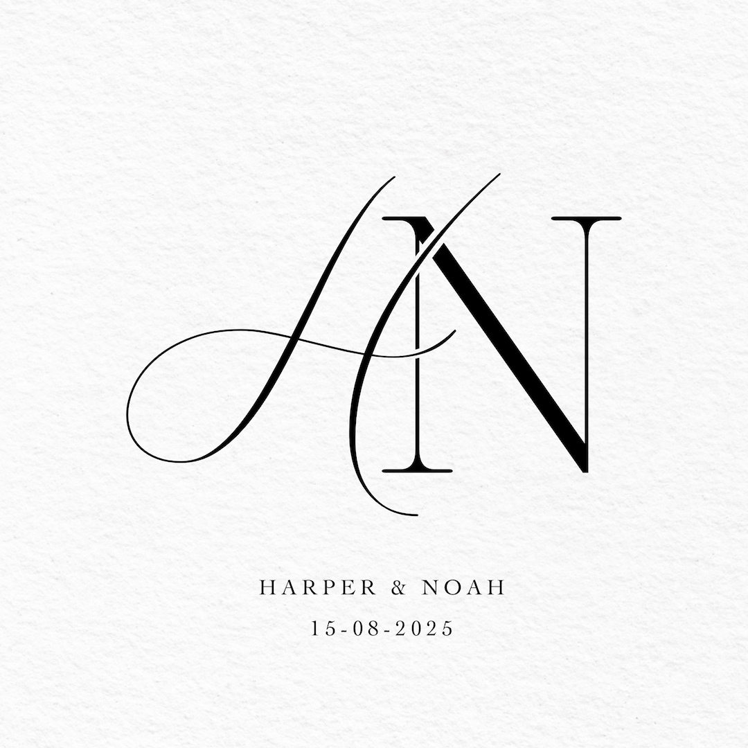 Custom Wedding Monogram Logo, Personalized Initials Design, Modern ...