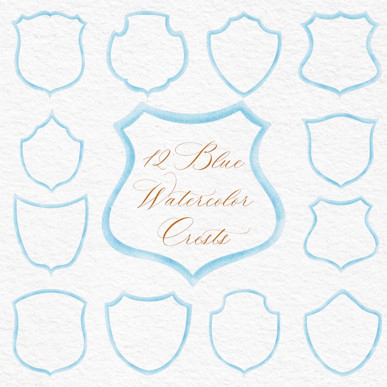 Crest Logo, Watercolor Crest Clipart, Wedding Stationery, Watercolor ...
