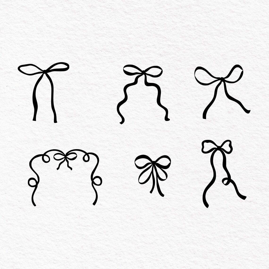 Hand Draw Whimsicle Black Bows, Delicate Bows, Wedding Bow ...