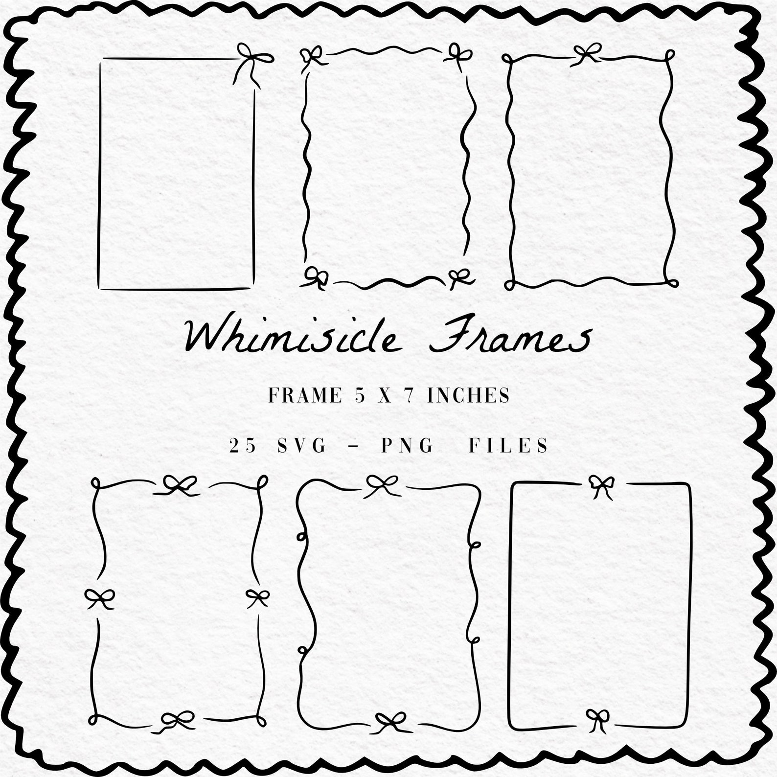 25 Hand Drawn Whimsicle Wedding Frames 5 X 7 Inches, Wedding Invitation ...