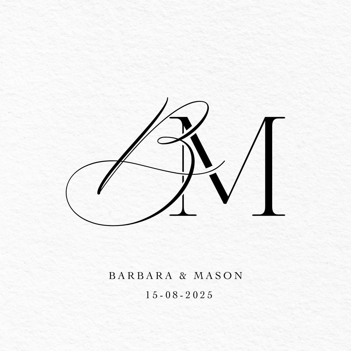 Custom Wedding Monogram Logo, Personalized Initials Design, Modern ...