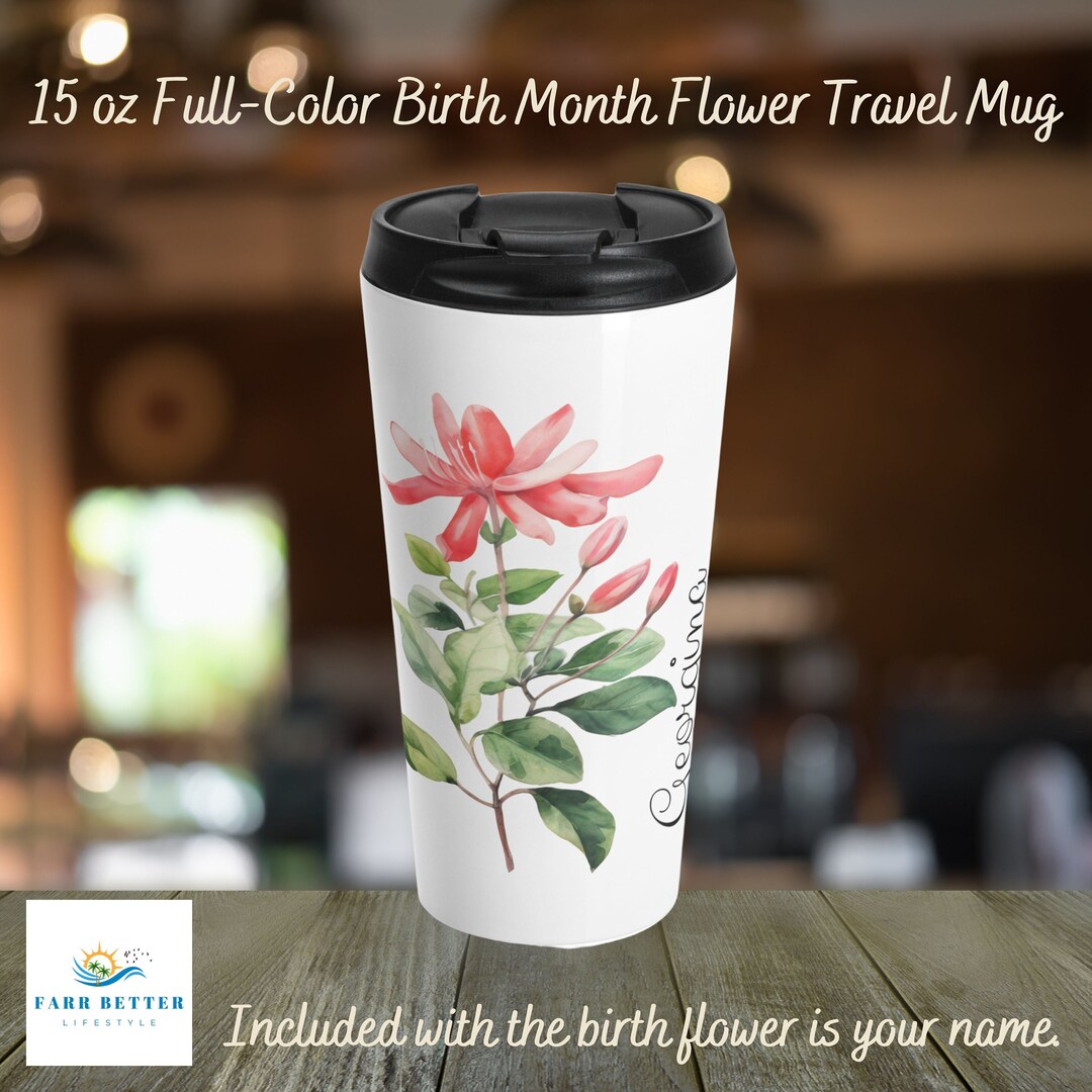June Birth Flower Travel Mug, Bridesmaid Proposal Gift, Personalized ...