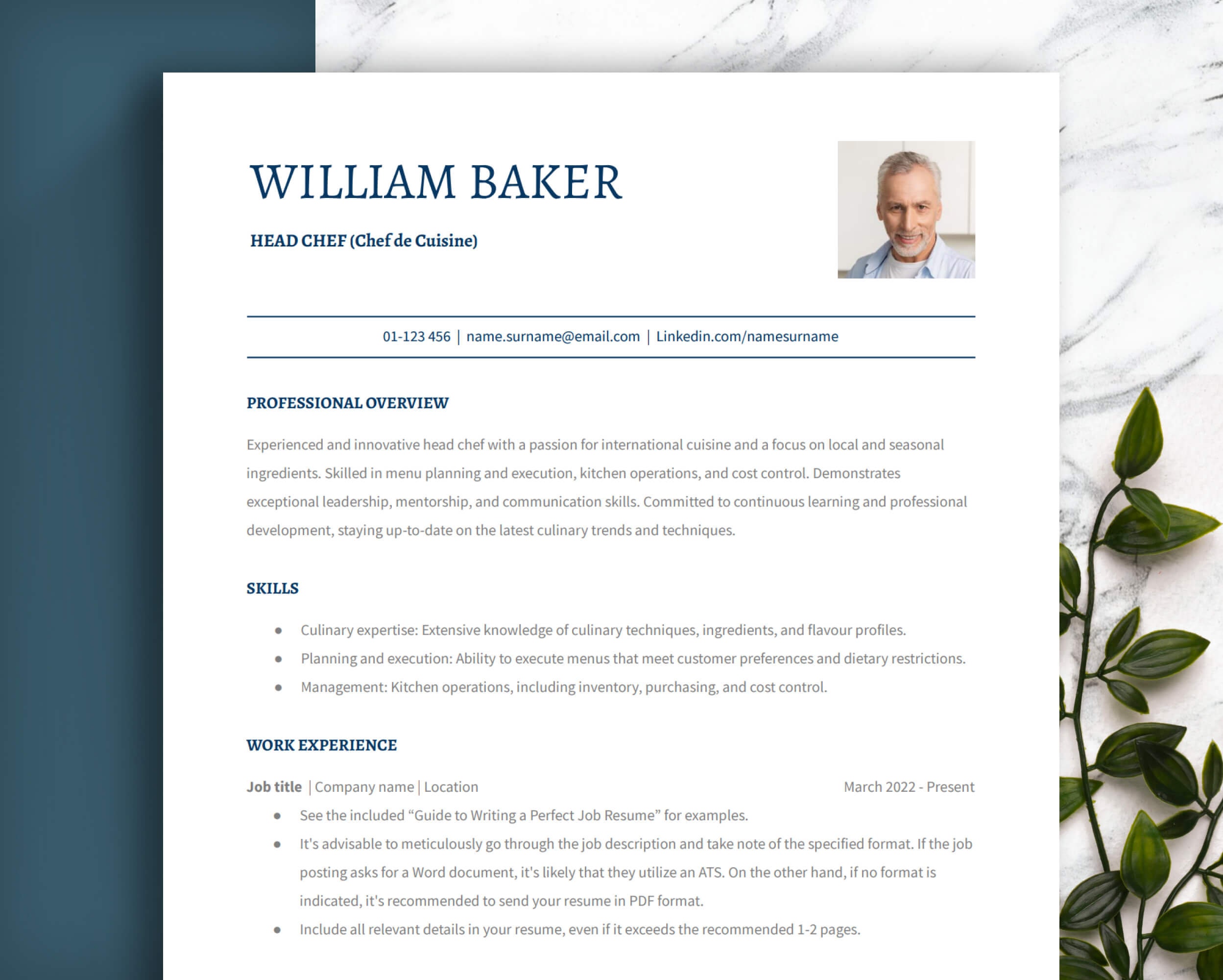 Job Description Example Chef