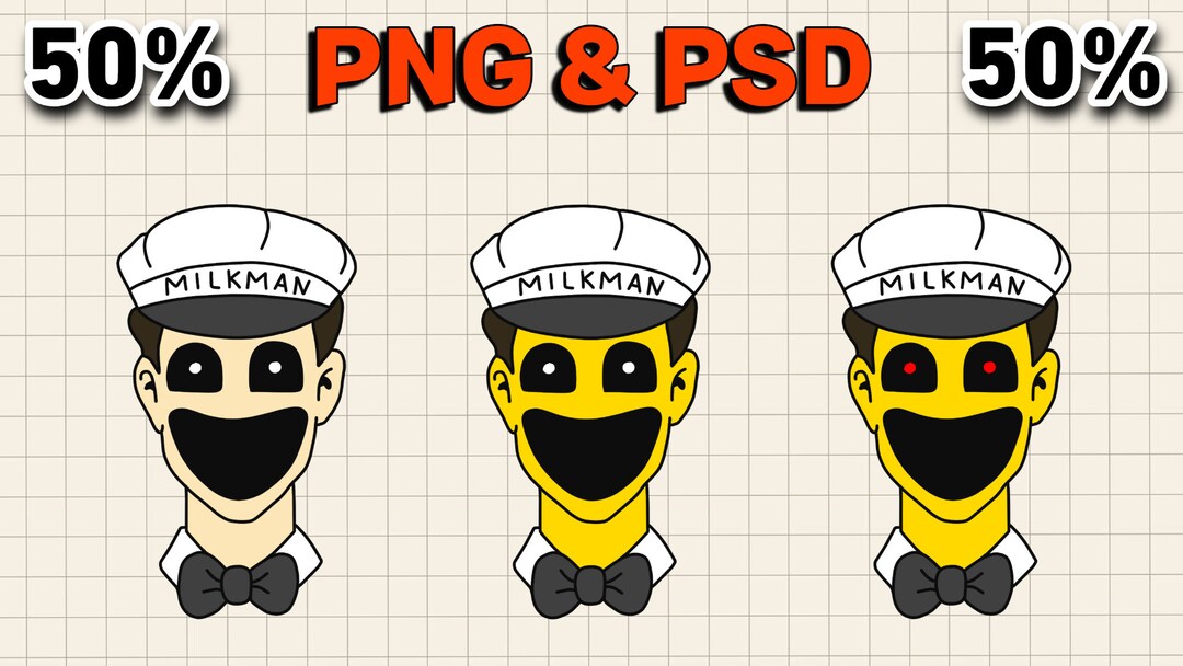 Hand Drawing Milkman Stickers: Bundle Milkman PNG & PSD - Etsy