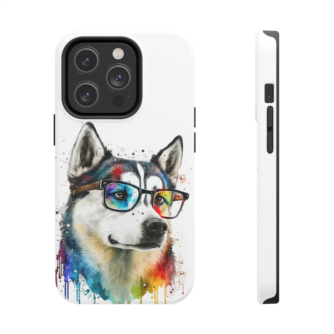Siberian Husky Wearing Glasses Colorful Tough Phone Cases, Case-mate - Etsy