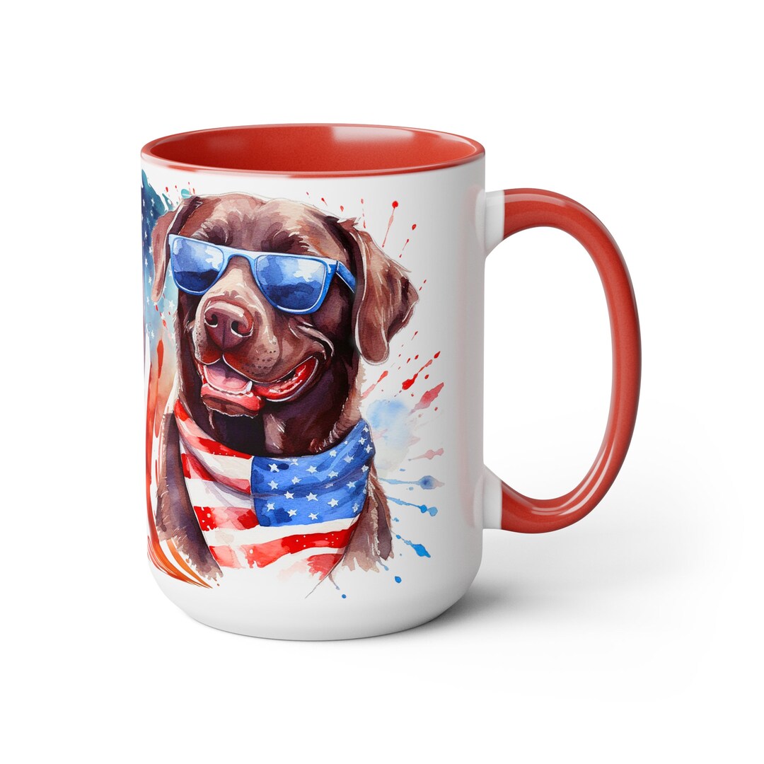 Chocolate Lab Labrador Retriever Dog Breed, USA American Flag Colorful ...